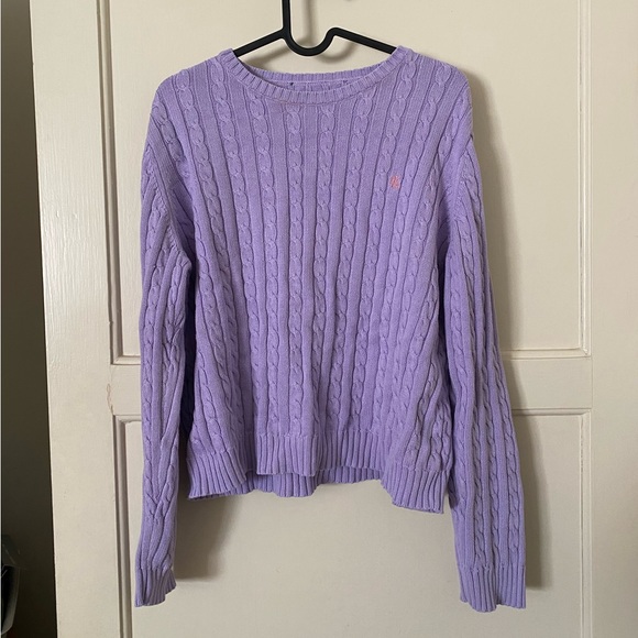 Ralph Lauren | Sweaters | Authentic Ralph Lauren Light Purple Cable Knit Sweater | Poshmark